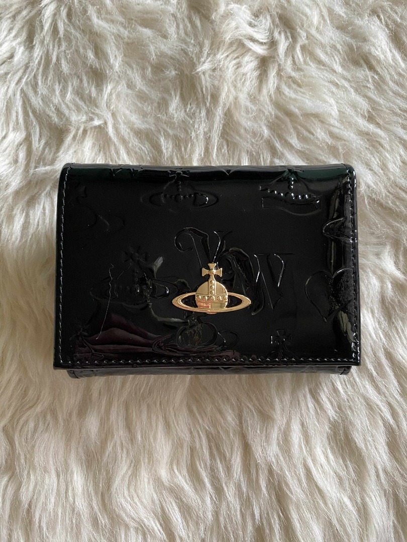 Vivienne Westwood glossy black Tri-fold wallet, Luxury, Bags & Wallets ...