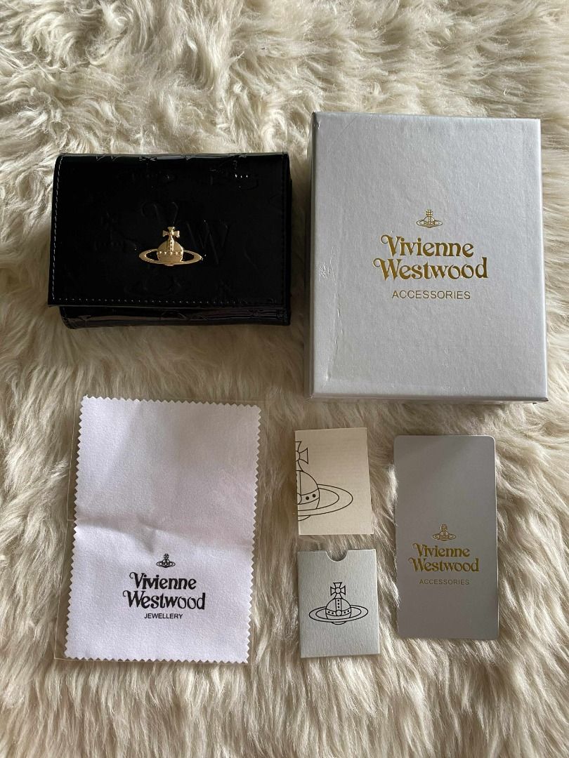 Vivienne Westwood glossy black Tri-fold wallet, Luxury, Bags & Wallets ...