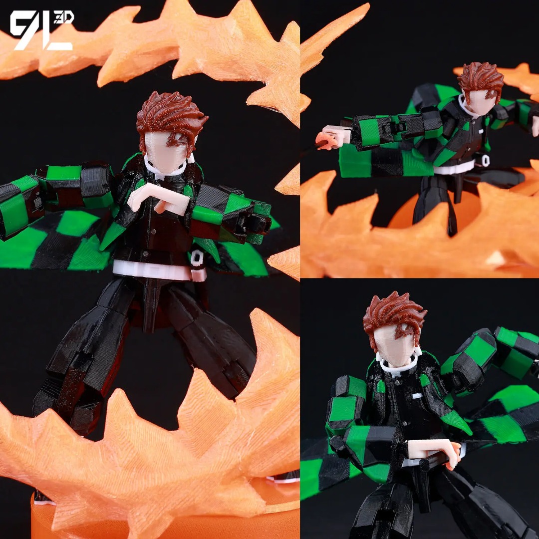 9L 3D Printed Demon Slayer Tanjiro Kamado Lucky Dummy 13 Movable ...