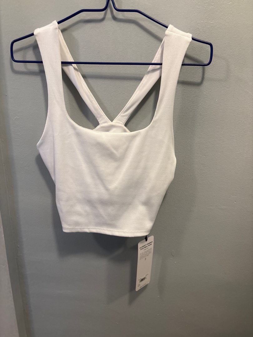 Alo Yoga AloSoft Ribbed Chic Bra Tank M, Women's Fashion, Activewear on ...