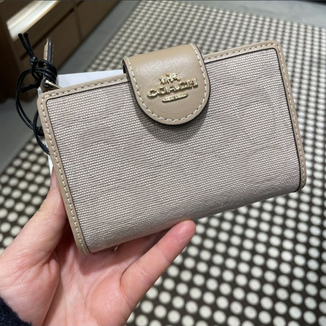 Coach CAO98 Medium Corner Zip Wallet with Dark Natural Signature Canvas ...