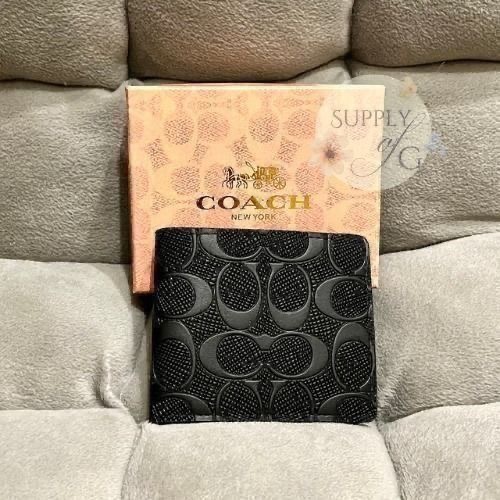 Coach Signature Structure Embossed Black Wallet / Dompet, Fesyen Pria ...
