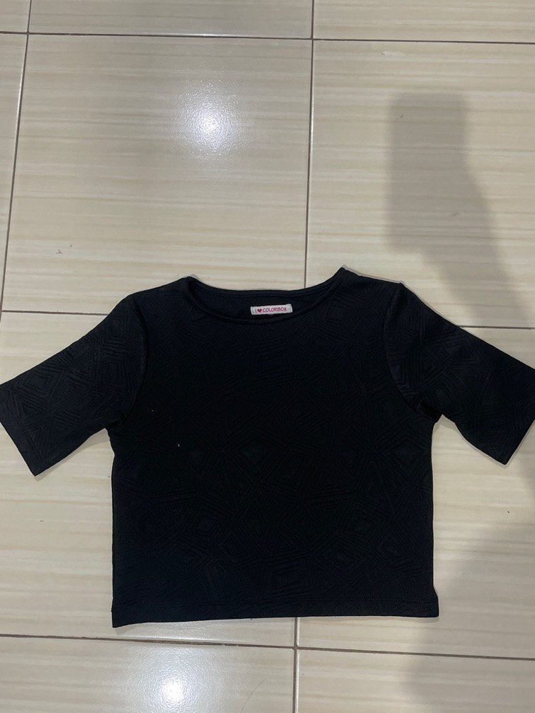 Colorbox Black Top, Fesyen Wanita, Pakaian Wanita, Atasan di Carousell
