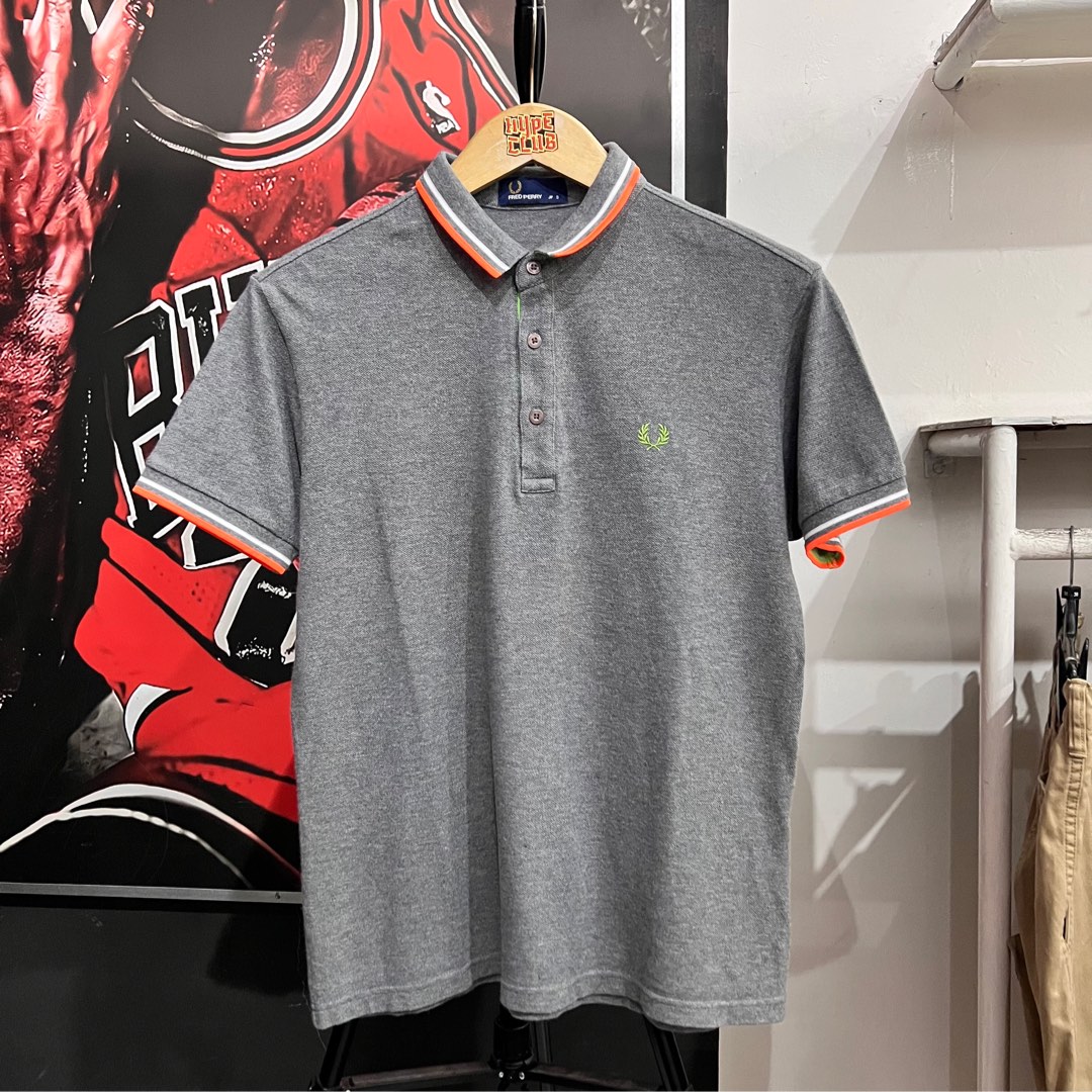 Fredperry grey japan poloshirt Authentic, Fesyen Pria, Pakaian , Atasan ...