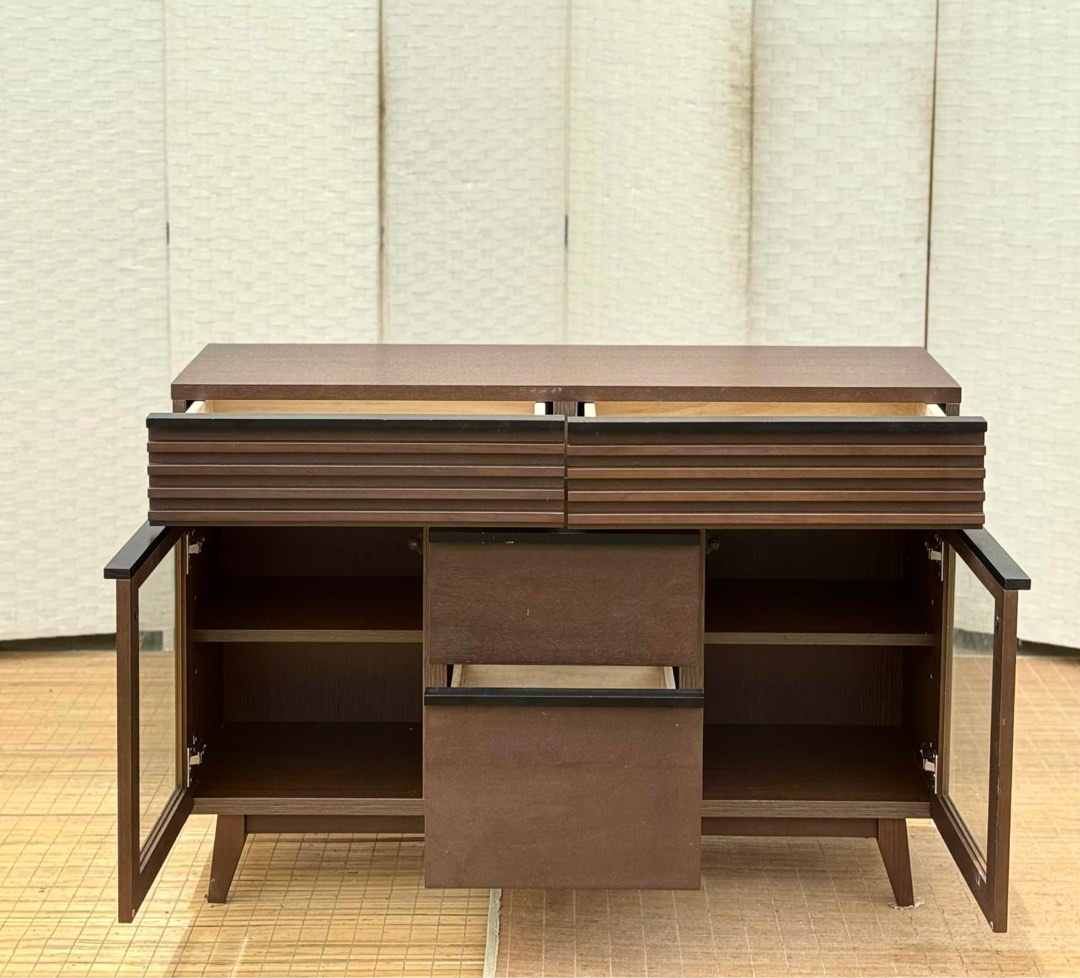 JAPAN SURPLUS NITORI MODERN LATERAL TV CONSOLE/ SIDEBOARD SOLID WOOD IN ...