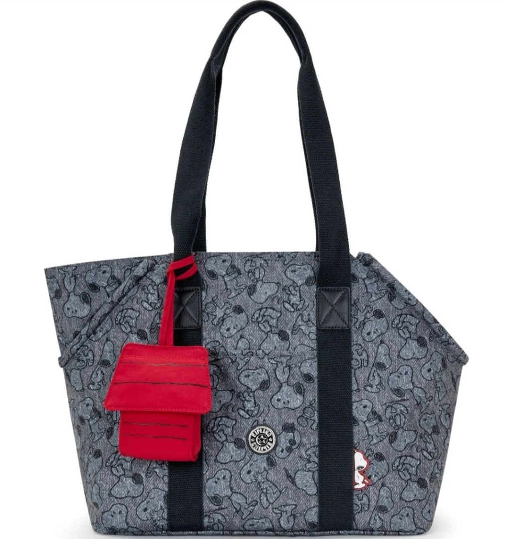 KIPLING X PEANUTS Snoopy Denim Print Pet Carrier Bag, Women's Fashion ...