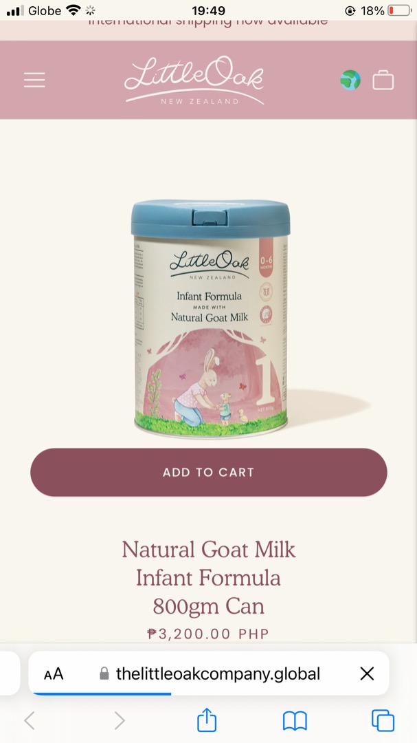 Little Oak Natural Goat Milk Infant formula 800gr, Babies & Kids ...