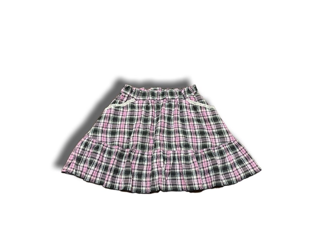 Mini skirt tartan gingham babypink black cute rare kawaii harajuku ...