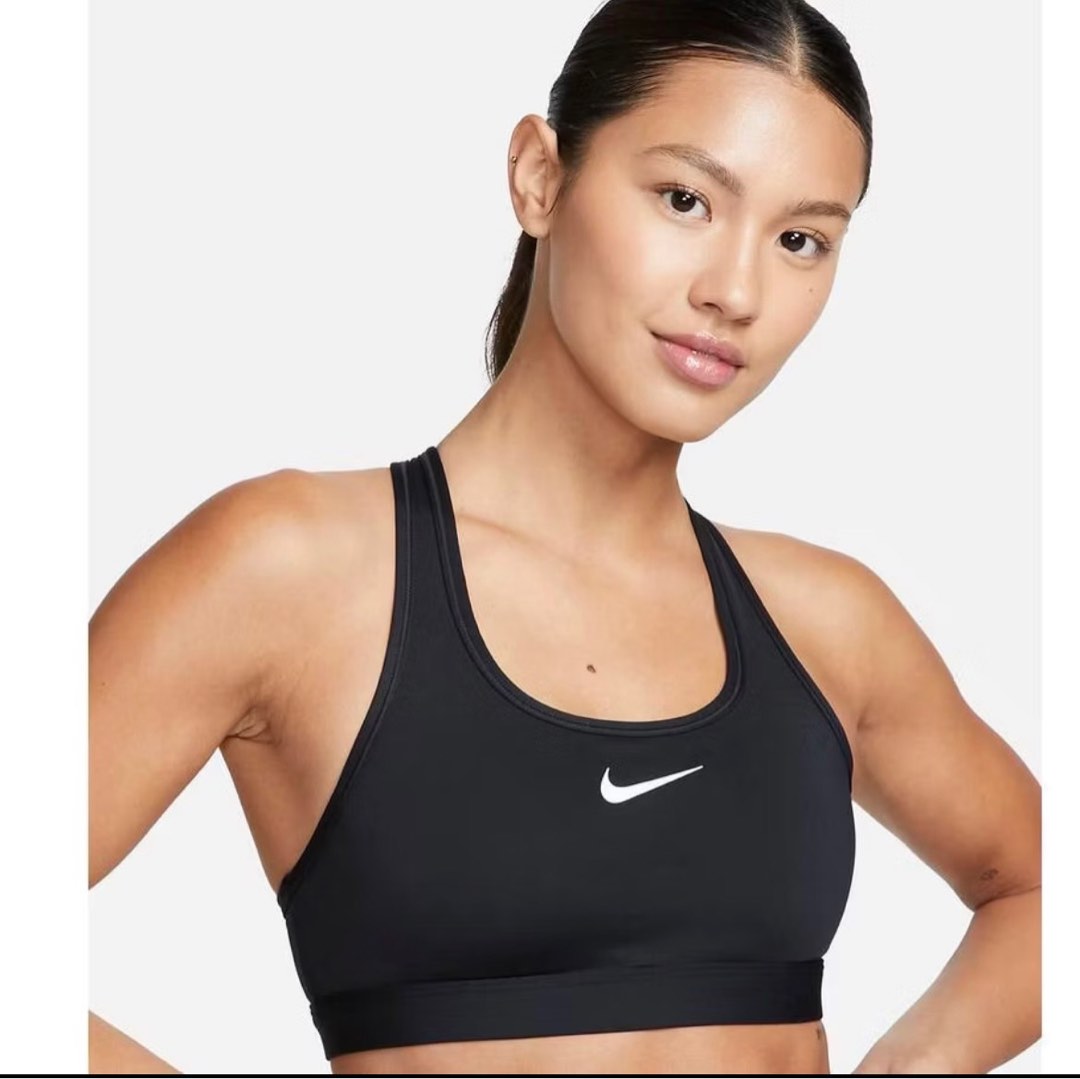 NIKE W SWSH MED SPT BRA DX6822 010 運動內衣 不可拆襯墊 中度支撐, 她的時尚, 休閒運動服飾在旋轉拍賣
