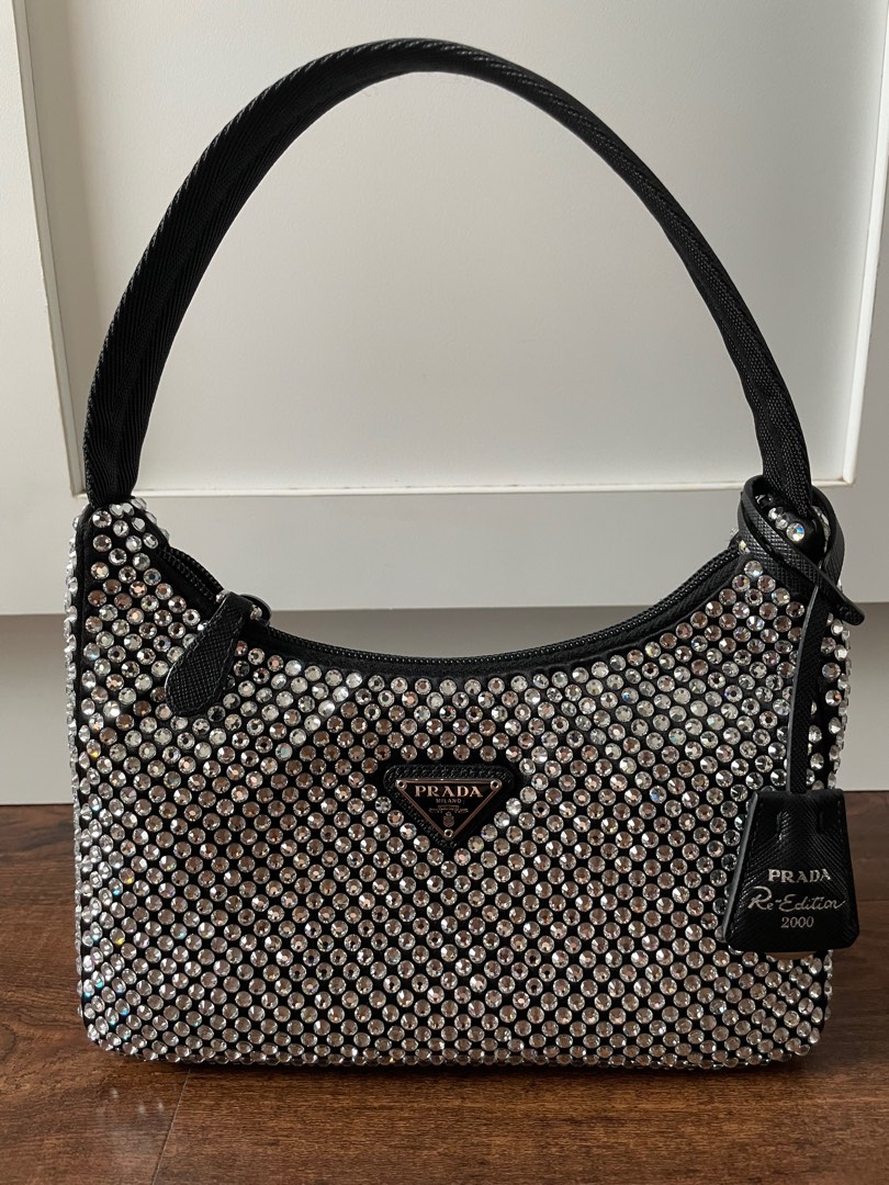 Prada Re-Edition 2000 Crystal Bag (Black), Luxury, Bags & Wallets on ...