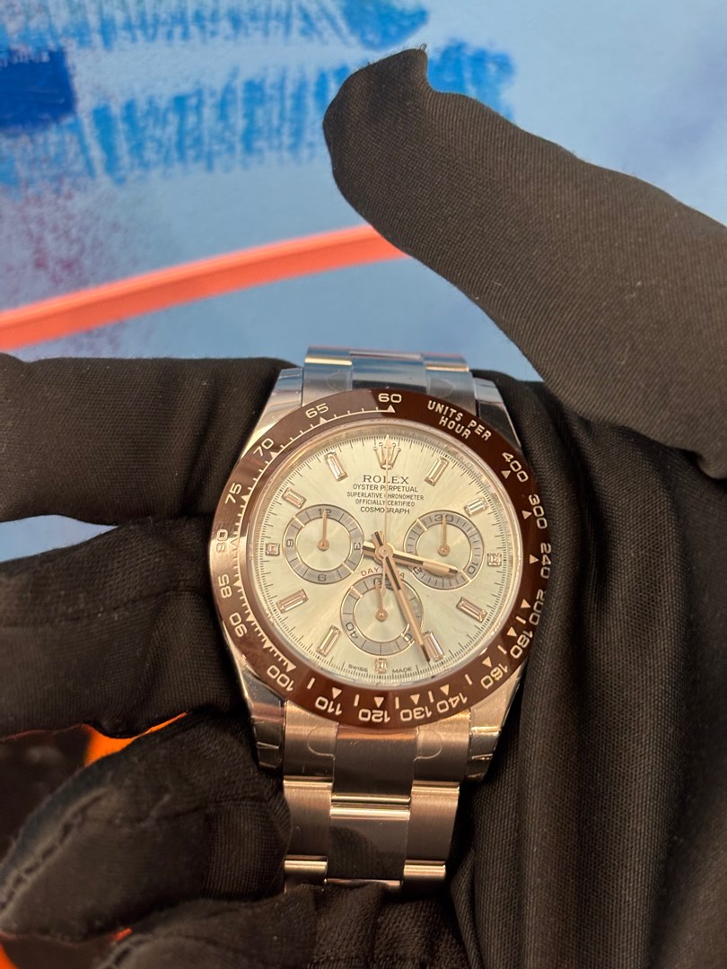 Rolex 116506A Cosmograph Daytona Platinum with Diamond Indexes, 名牌, 手錶 ...