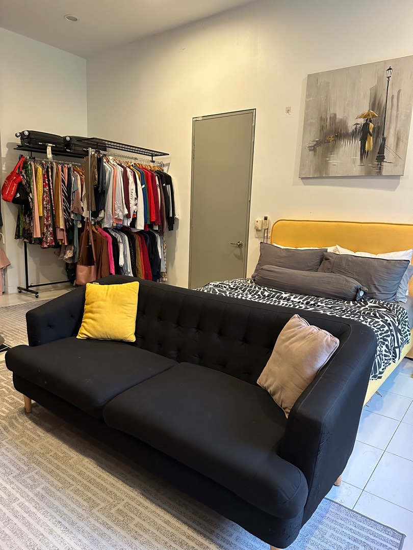 SSF 3-seater black sofa, Furniture & Home Living, Furniture, Sofas on ...