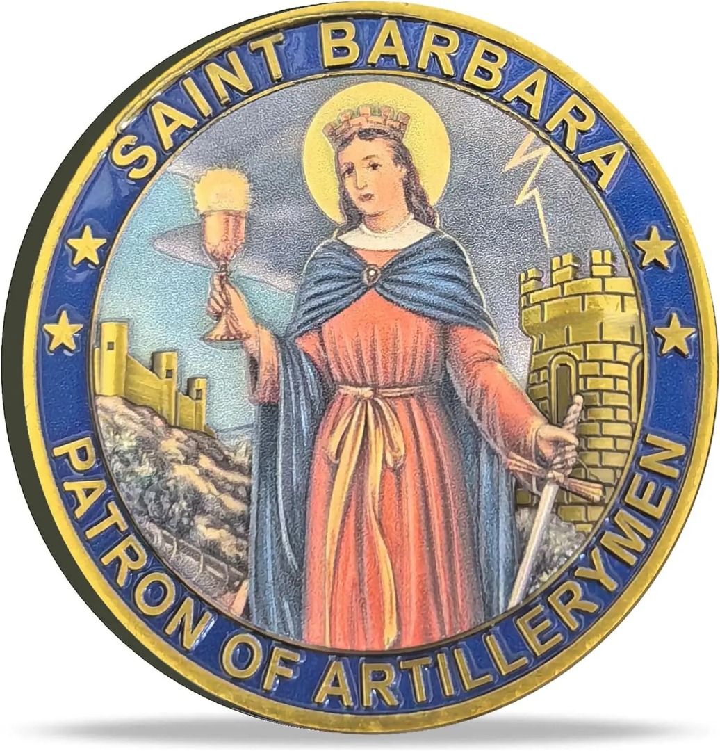 St. Barbara Patron of Artillerymen Challenge Coin - 1.57" Antique Gold ...