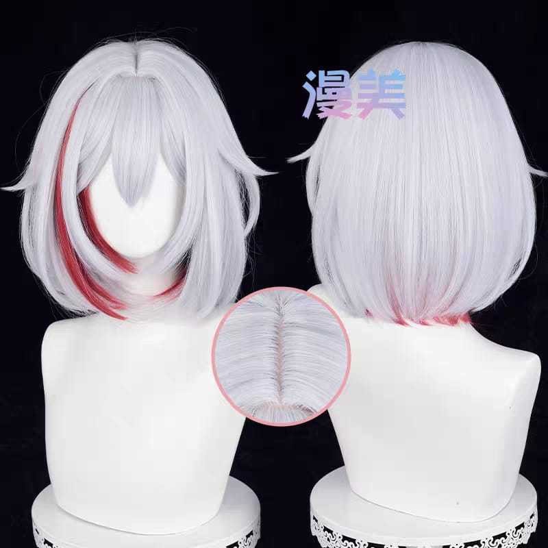 Topaz HSR Honkai Star Rail Cosplay Costume Wig Silver Red Streaks ...