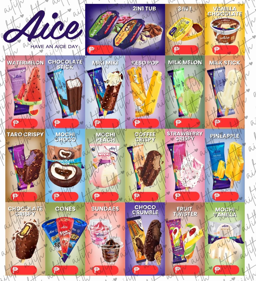 Aice Ice Cream Menu / Updated Menu / Updated Pricelist (Design Only ...