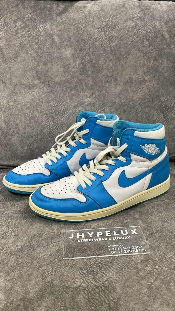 Authentic AJ1 High UNC Blue UK12 OG Box Air Jordan 1, Men's Fashion ...