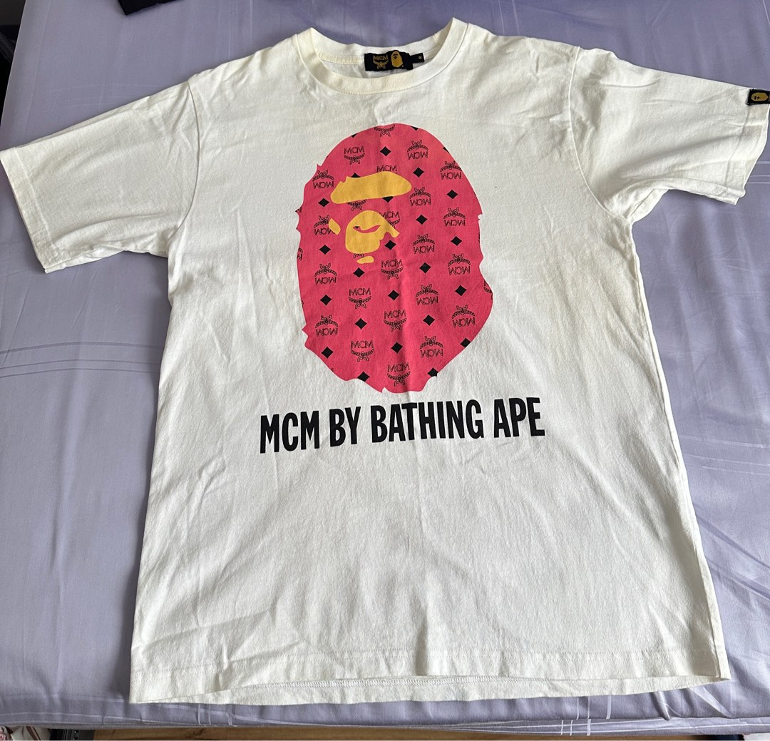 *Bape x Mcm pink and white t shirt, Men's Fashion, Tops & Sets, Tshirts ...
