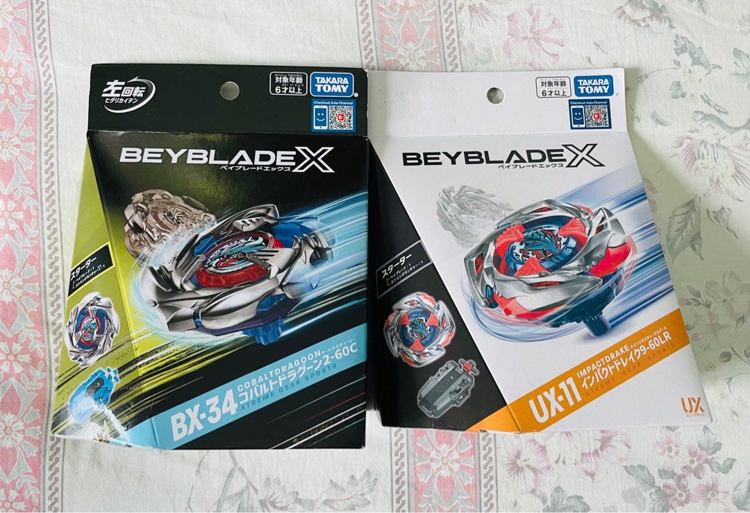 Combo Takara Tomy BEYBLADE X UX-11 Impact Drake 9-60LR Starter & BX-34 ...