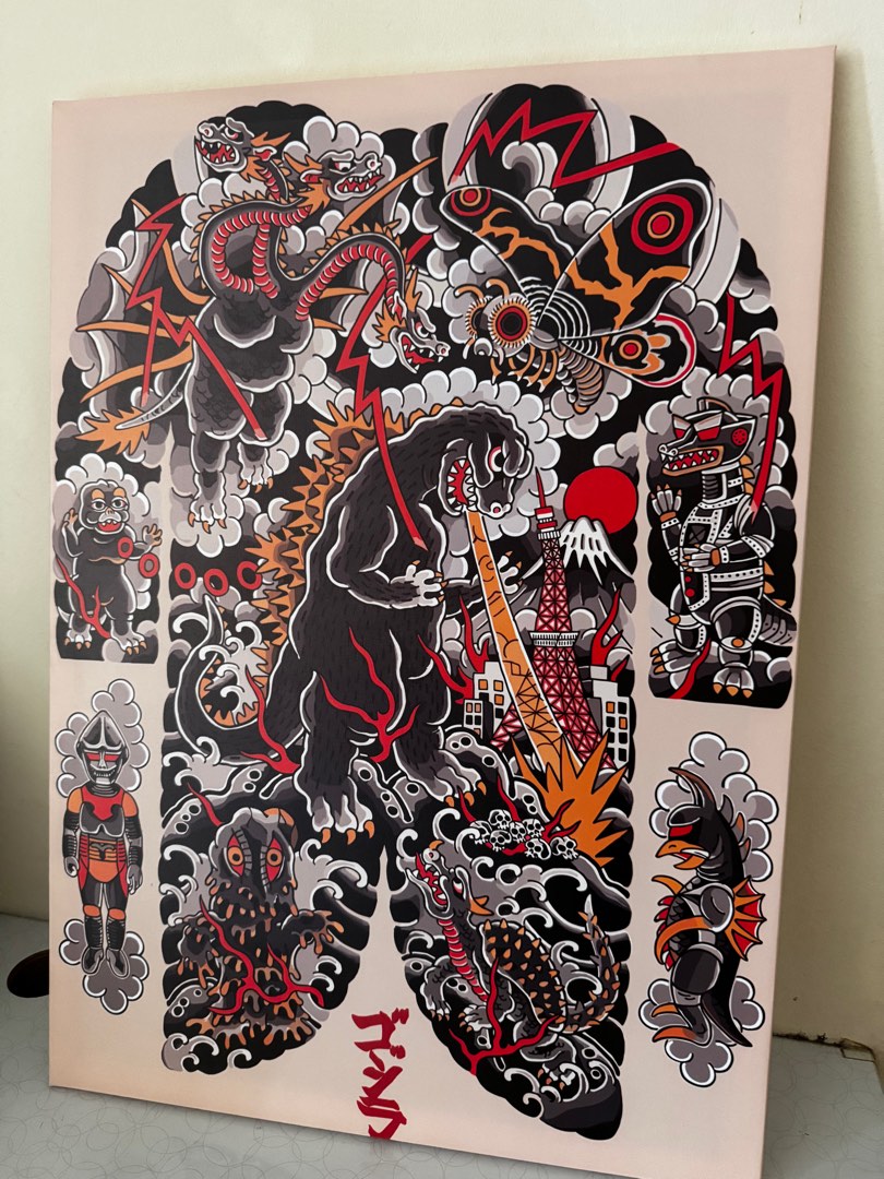Godzilla Japanese Style Irezumi Canvas Print (not toys toys xm studios ...