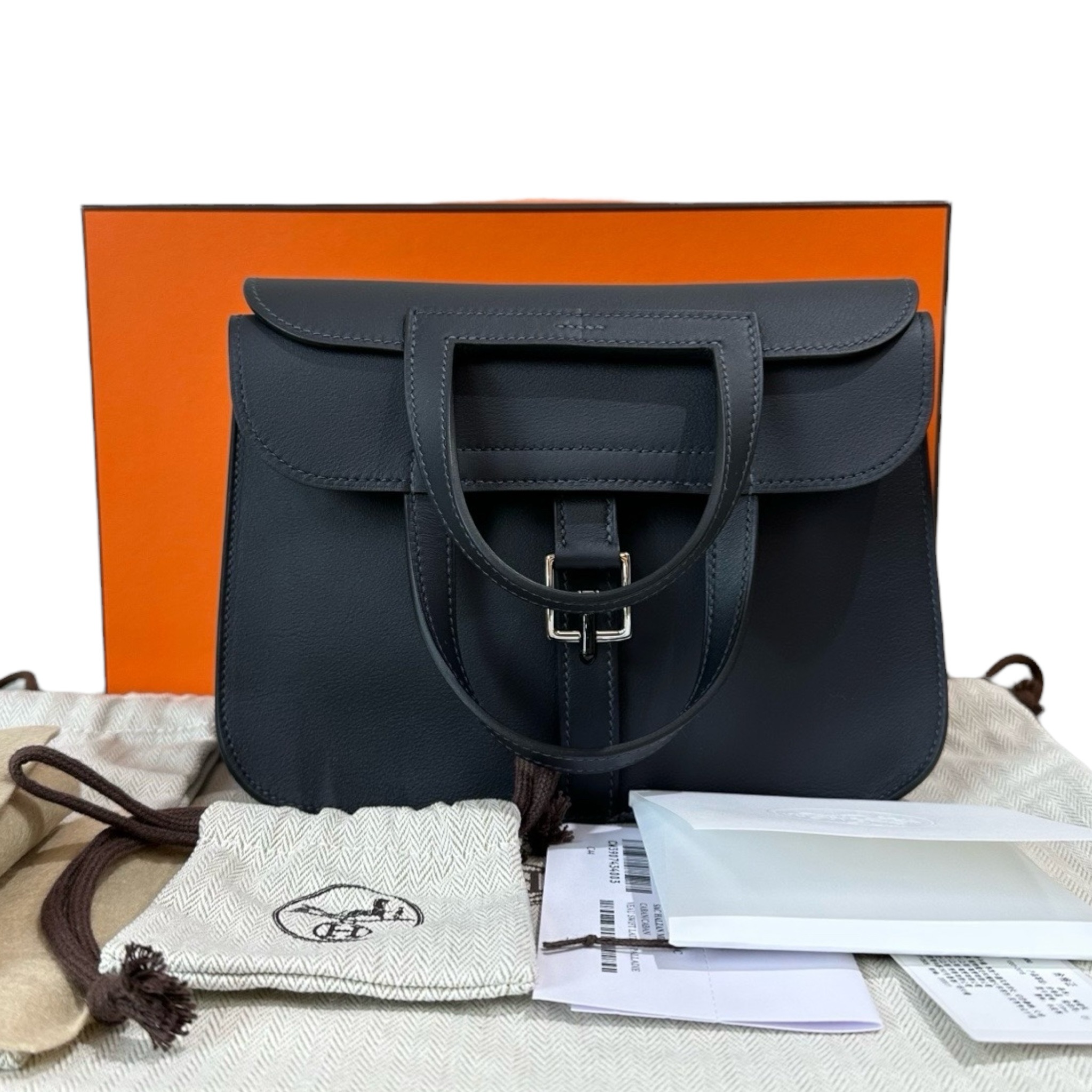 Hermes Mini Halzan in Dark Blue PHW, Luxury, Bags & Wallets on Carousell