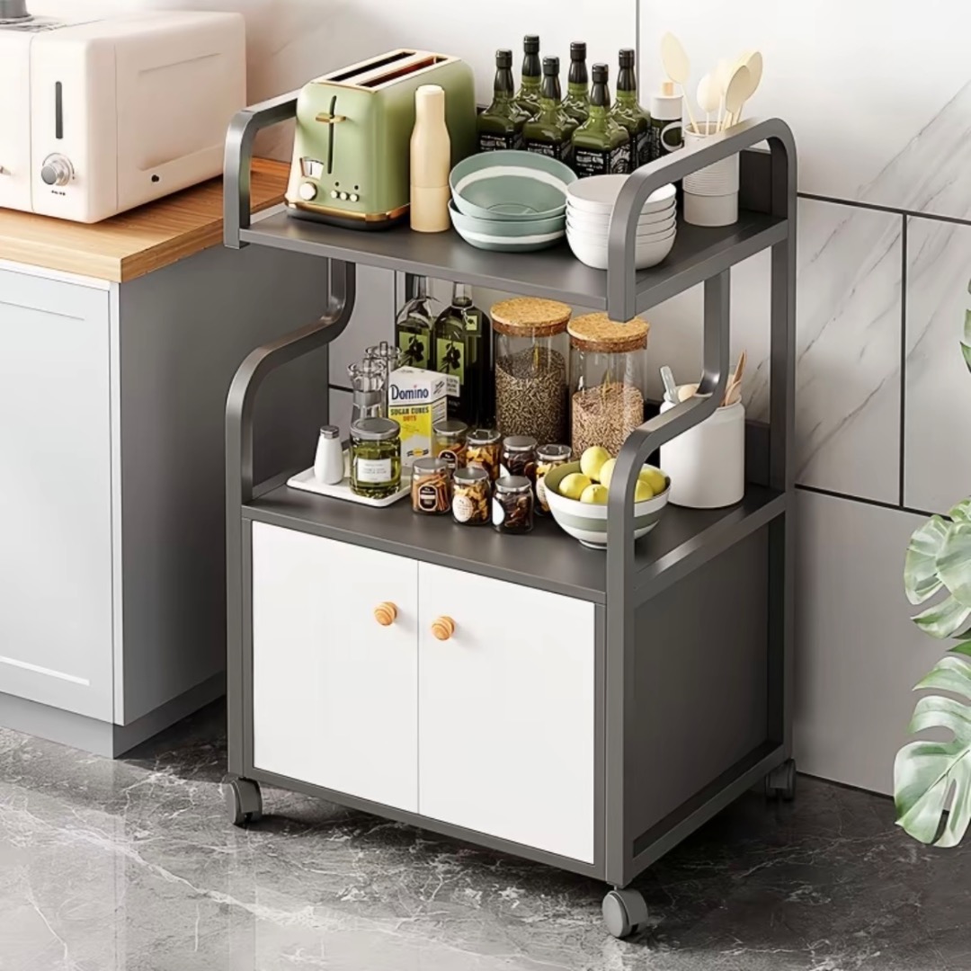 Kitchen Trolley With Wheels | Serving Trolley With Cabinet Doors ...