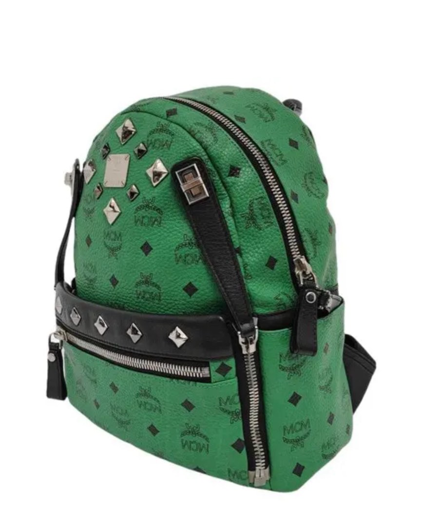 MCM Large Backpack Green with Pocket Convertible as Sling Bag, Women's Fashion, Bags & Wallets ...