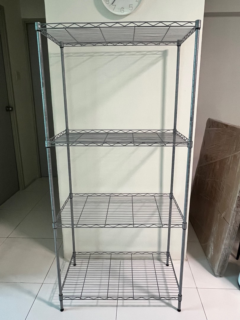 Metal 4-Tier Shelving Rack, Furniture & Home Living, Furniture, Shelves ...