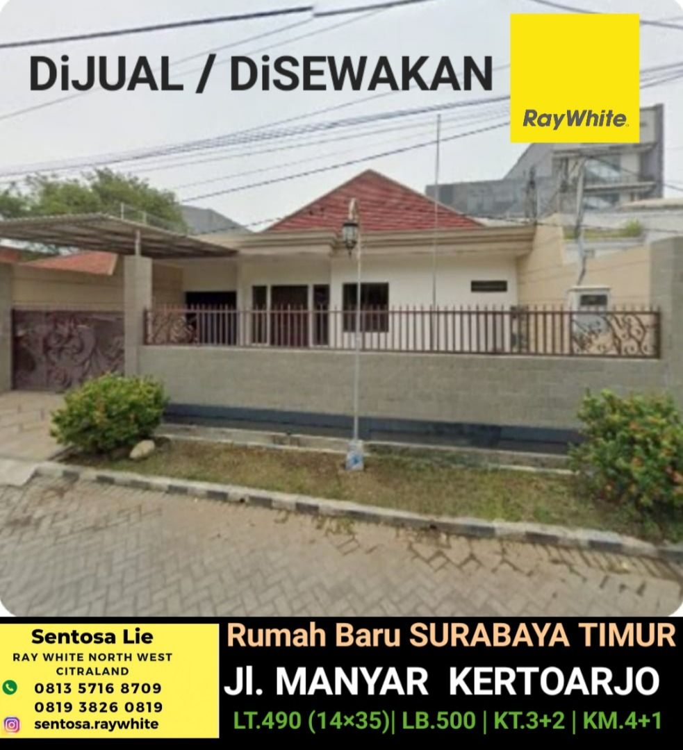 Murah Luas Disewakan Rumah Baru Manyar Kertoarjo Dekat Layar Seafood ...
