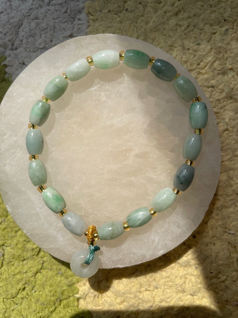 Natural Jadeite Barrel shape bracelet, Women's Fashion, Jewelry ...
