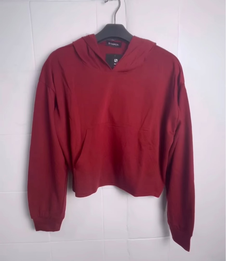 NEW Crop Hoodie Wanita Babyterry Fleece Tebal Bagus Marun Mustard Cardi ...