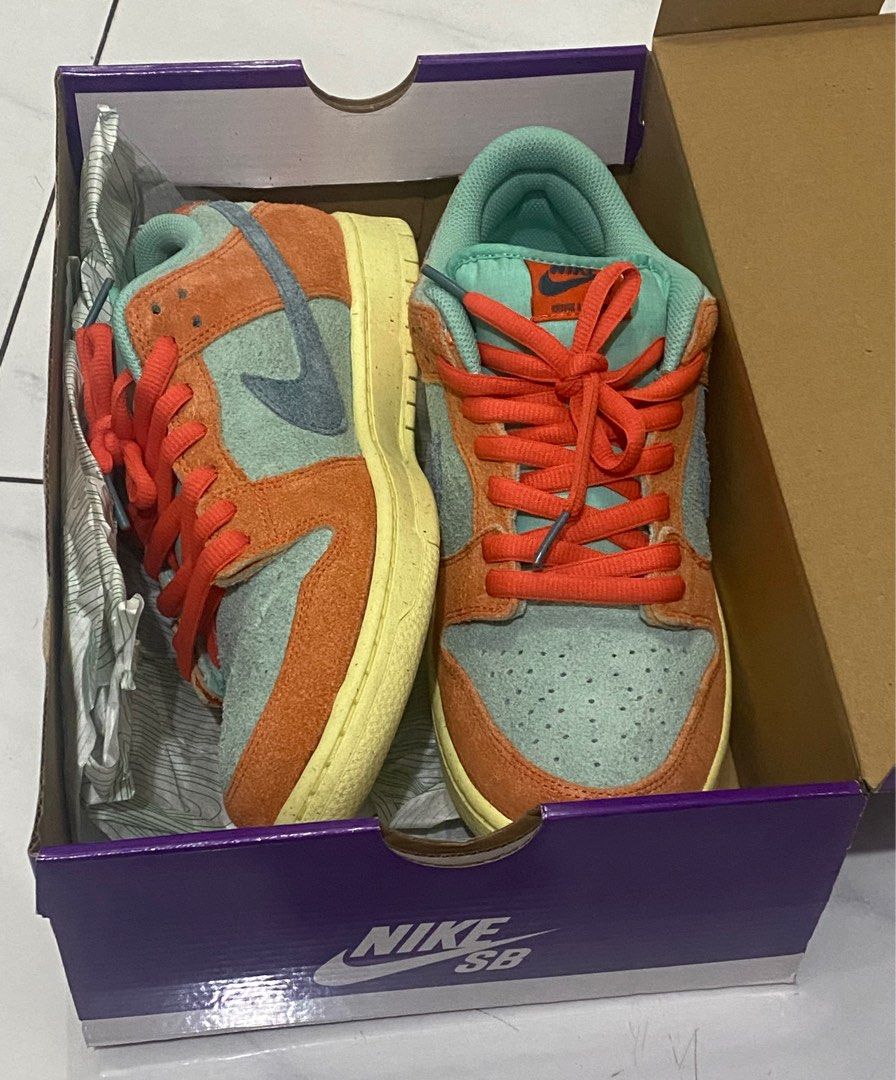 Original Nike SB Dunk Low Orange and Emerald Rise, Men's Fashion ...