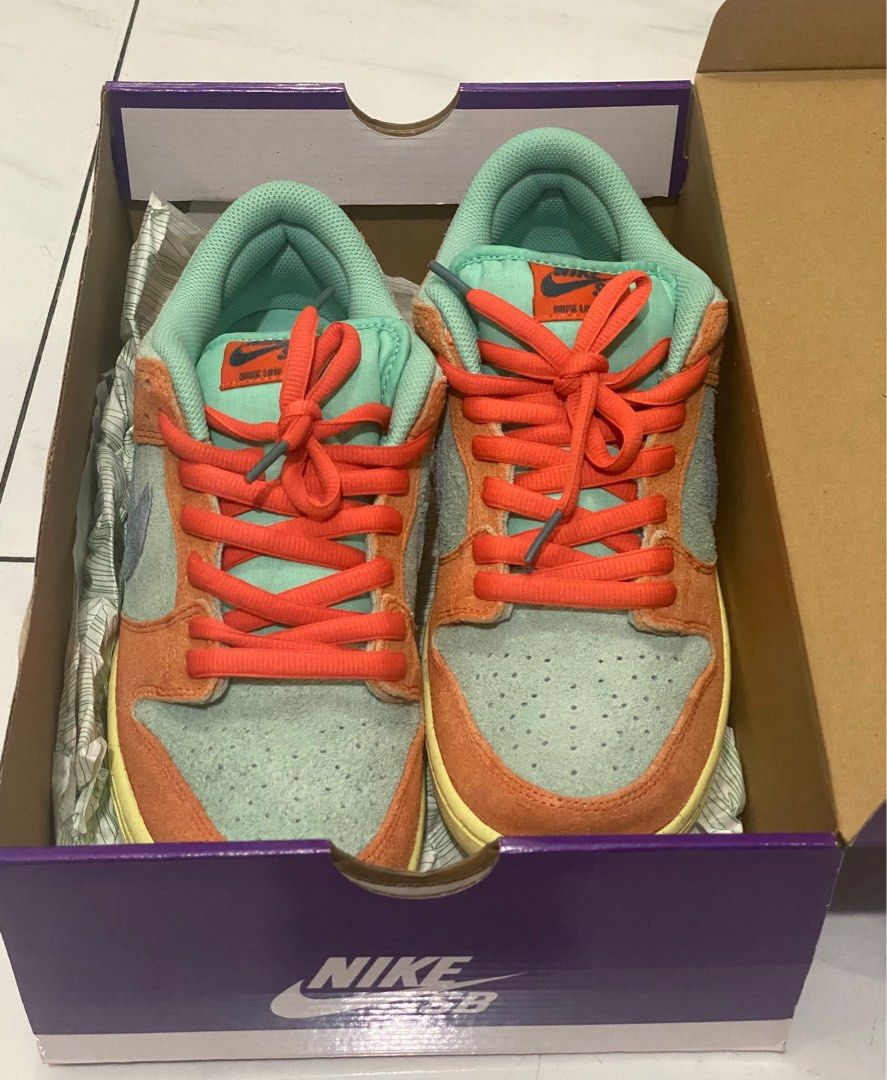 Original Nike SB Dunk Low Orange and Emerald Rise, Men's Fashion ...