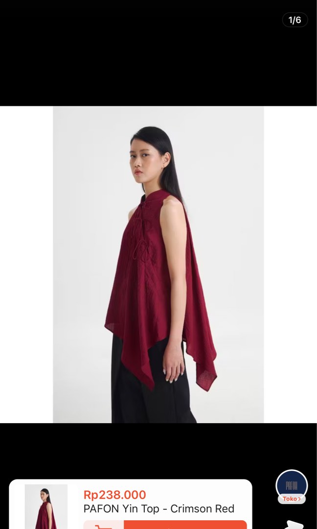 Pafon Yin Top Cheongsam Imlek, Fesyen Wanita, Pakaian Wanita, Atasan di ...