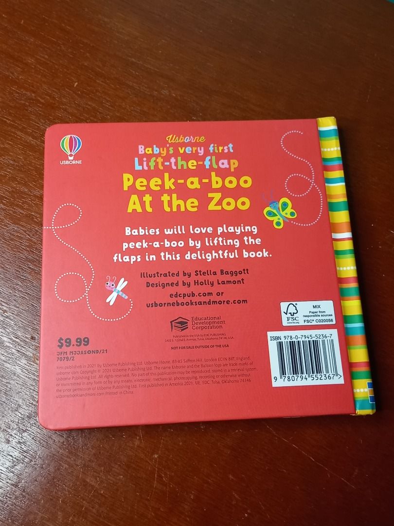 Peek-A-Boo At The Zoo Usborne Baby's Very First Lift-The-Flap Board ...
