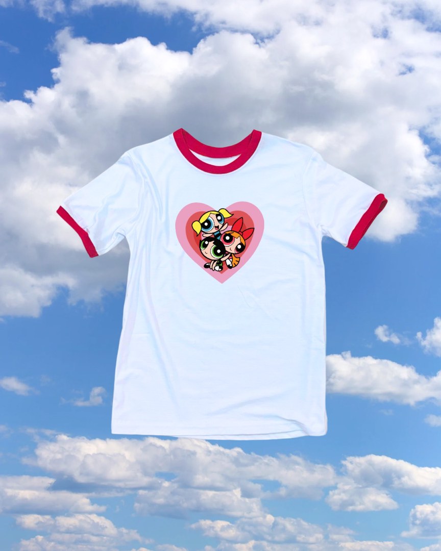 Red and Blue Powerpuff Girls Bubbles PPG Pride Ringer Shirt, Women's ...