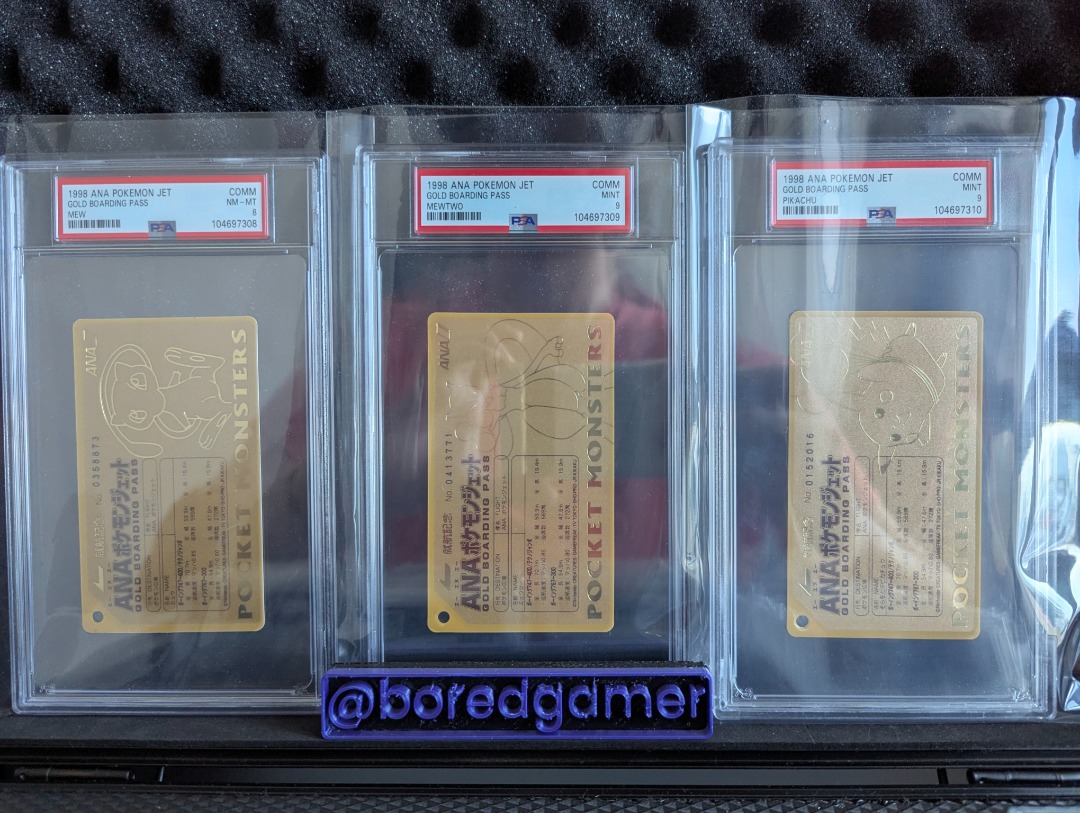 Sequential ANA Gold Pass Mew PSA 8, Mewtwo PSA 9, Pikachu PSA 9 ...