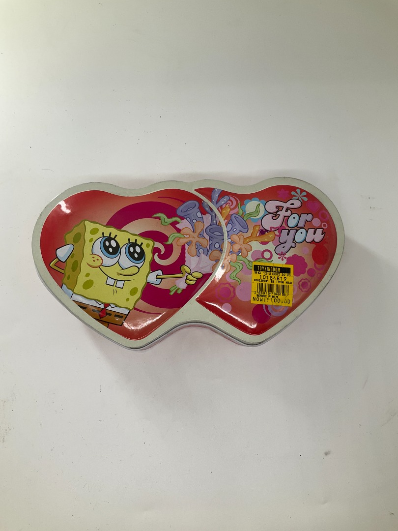 spongebob squarepants double heart tin can merch collectible storage ...