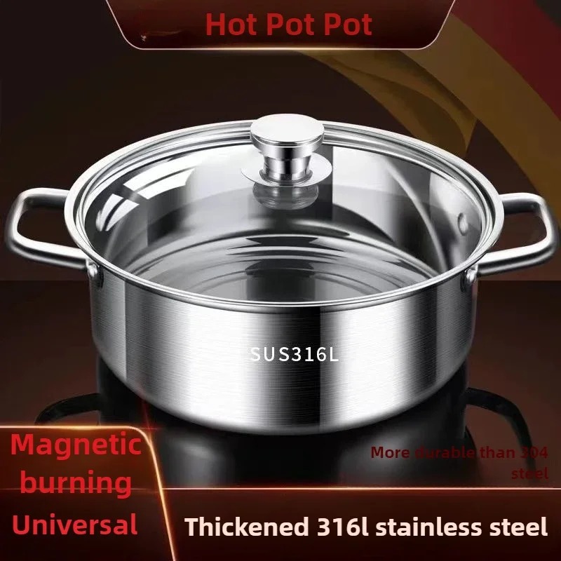 Stainless steel soup pot, hot pot, gas stove, induction cooker, special ...