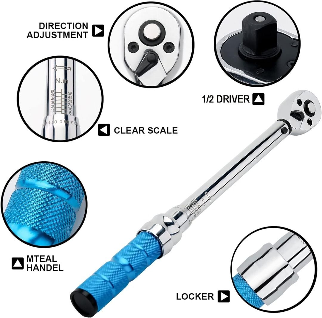 Torque Wrench Set Drive 1/2 Inch Torque Wrench (20 to 210 Nm ...