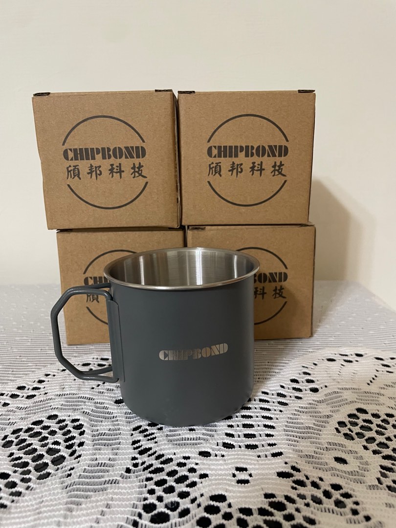 頎邦 CHIPBOND 摺疊露營鋼杯 304 不鏽鋼 露營 戶外 股東會 紀念品, 家具及居家用品, 廚具和餐具, 水杯、水壺在旋轉拍賣