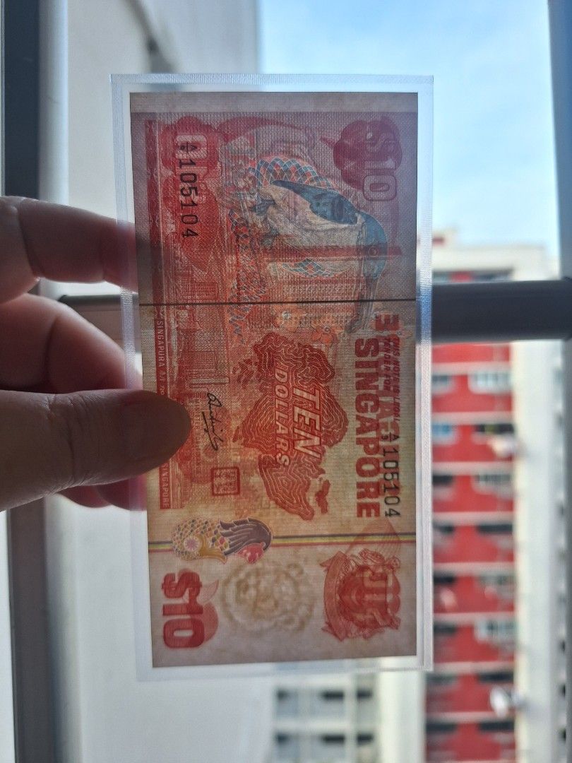 ️A/9 105104 Solid Security Thread $10 bird series Singapore currency ...