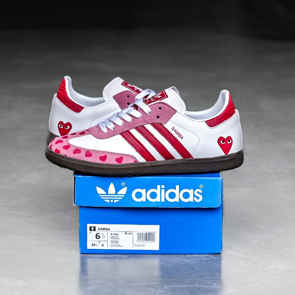 ADIDAS SAMBA OG X CDG WHITE RED ORIGINAL BNIB, Fesyen Wanita, Sepatu di ...