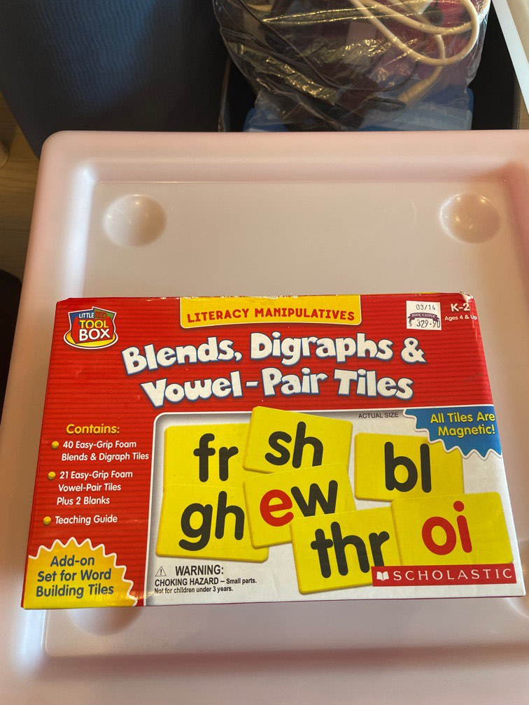 blends, digraphs and vowel pair tiles (educational), 興趣及遊戲, 玩具 & 遊戲類 ...