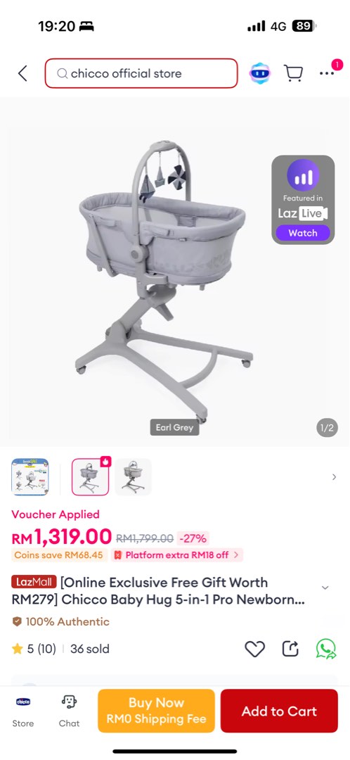 Chicco Baby Hug 5-in-1 Pro Newborn Baby Crib including accessories ...
