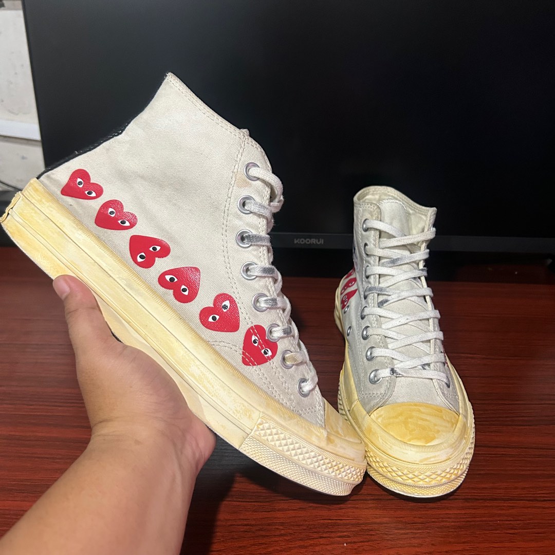 CONVERSE CHUCK 70s HIGH xx CDG"MULTI HEARTS WHITE", Men's Fashion ...