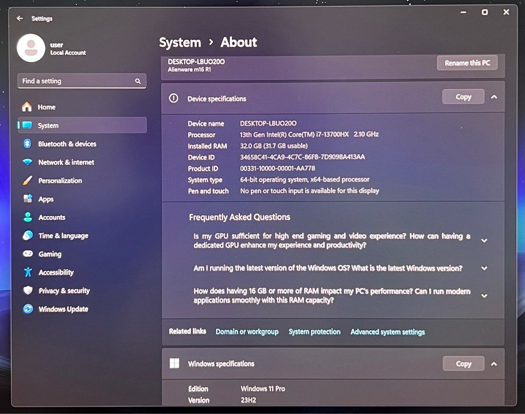 Dell Alienware M16 R1 Gaming Laptop RTX4070 32GB RAM 1TB SSD, Computers ...