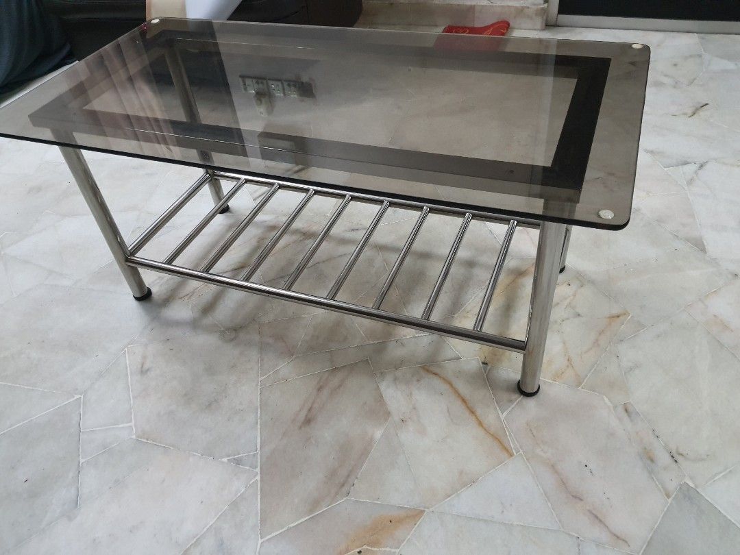 Bauhaus Inspired Glass Stainless Steel Living Hall Coffee Center Side ...