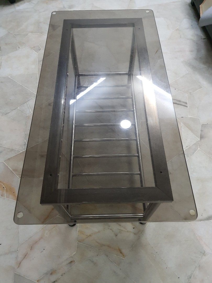 Bauhaus Inspired Glass Stainless Steel Living Hall Coffee Center Side ...