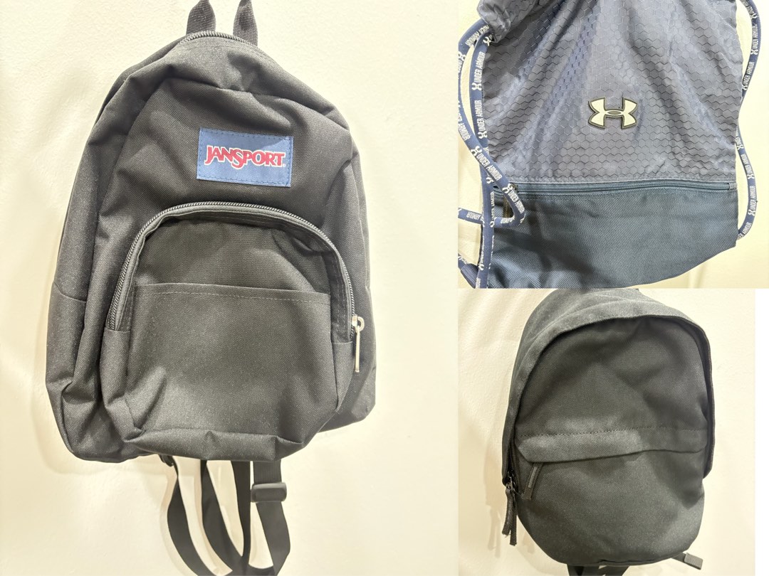 Jansport Mini Backpack & Under Armour Bag& black bag pack, Men's ...