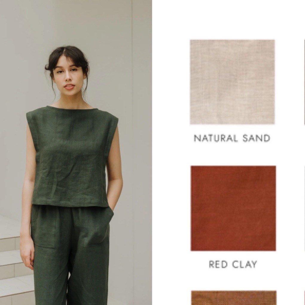 Our Bare Hands Linen Townhouse Panel Top Natural Sand XS, Women's ...